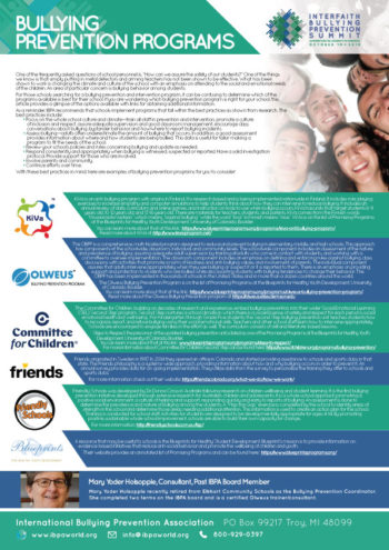 Bullying Prevention Programs - IBPA - International Bullying Prevention ...
